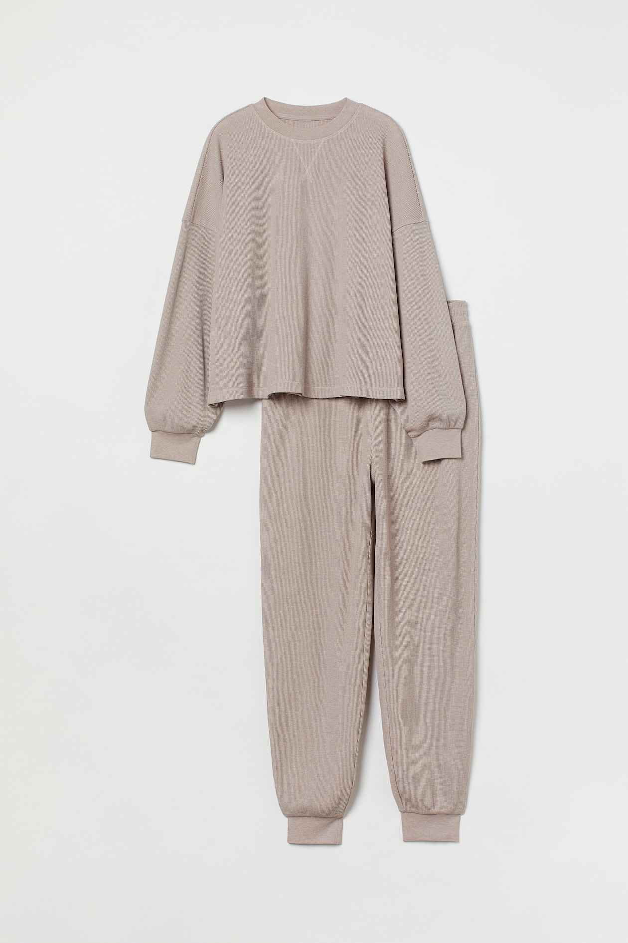 Waffled jersey pyjamas - Beige - Ladies | H&M GB