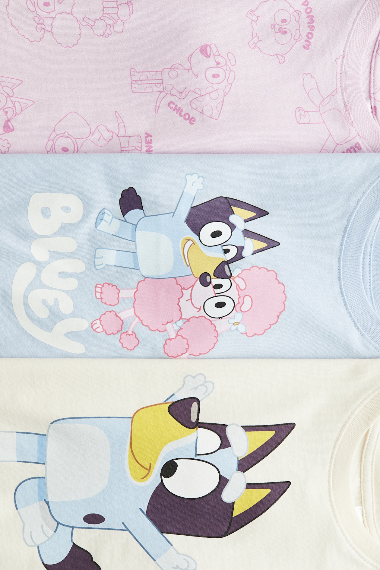 Light pink/Bluey 3-pack printed jersey tops for kids | H&M IN