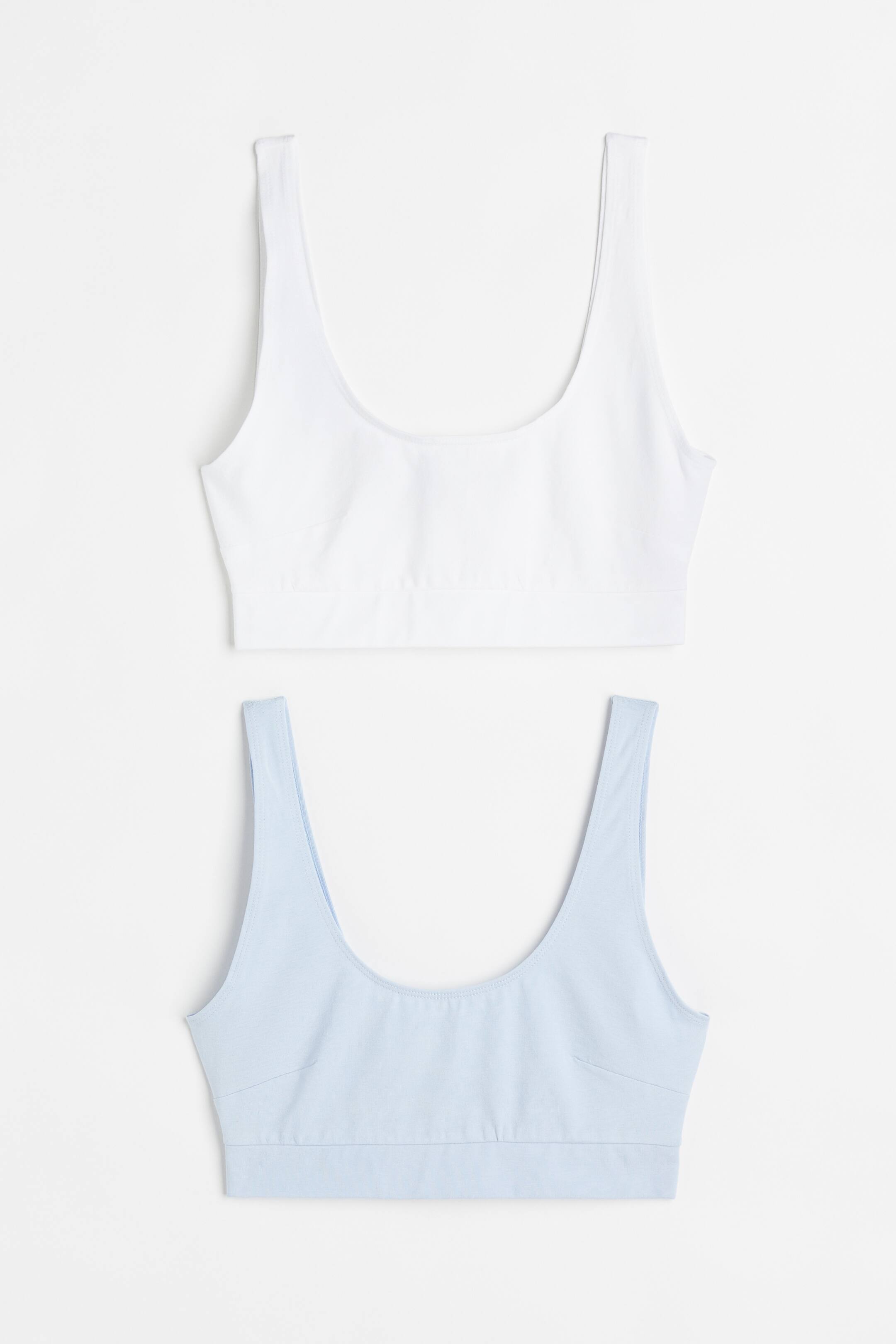 2-pack cotton bra tops - Light blue/White - Ladies | H&M IE