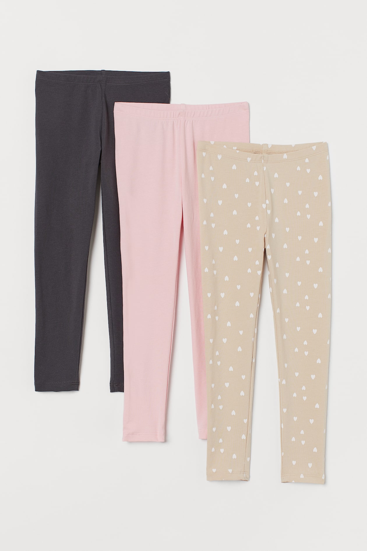 Tri para helanki od žerseja - Light beige/Hearts - Kids | H&M RS