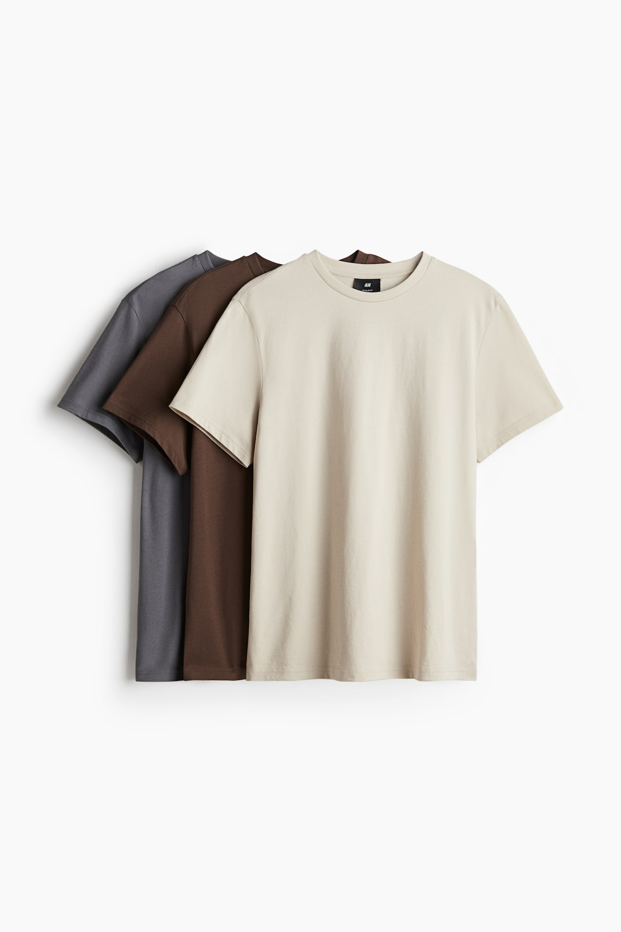 Pack de 3 t-shirts Regular Fit - Bege/Castanho/Cinzento - HOMEM | H&M PT