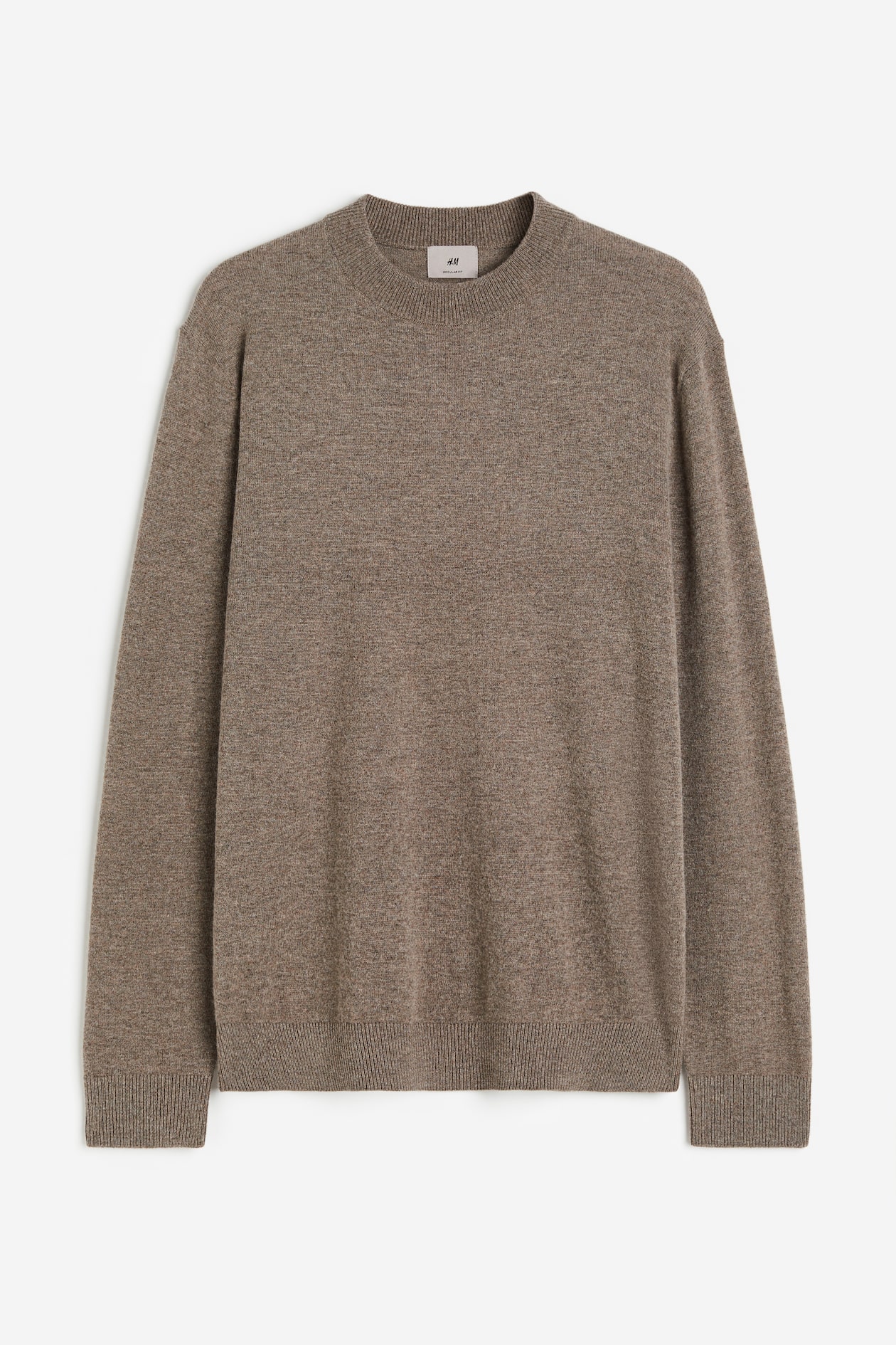 Regular Fit Merino wool-blend jumper - Dark beige marl - Men | H&M GB