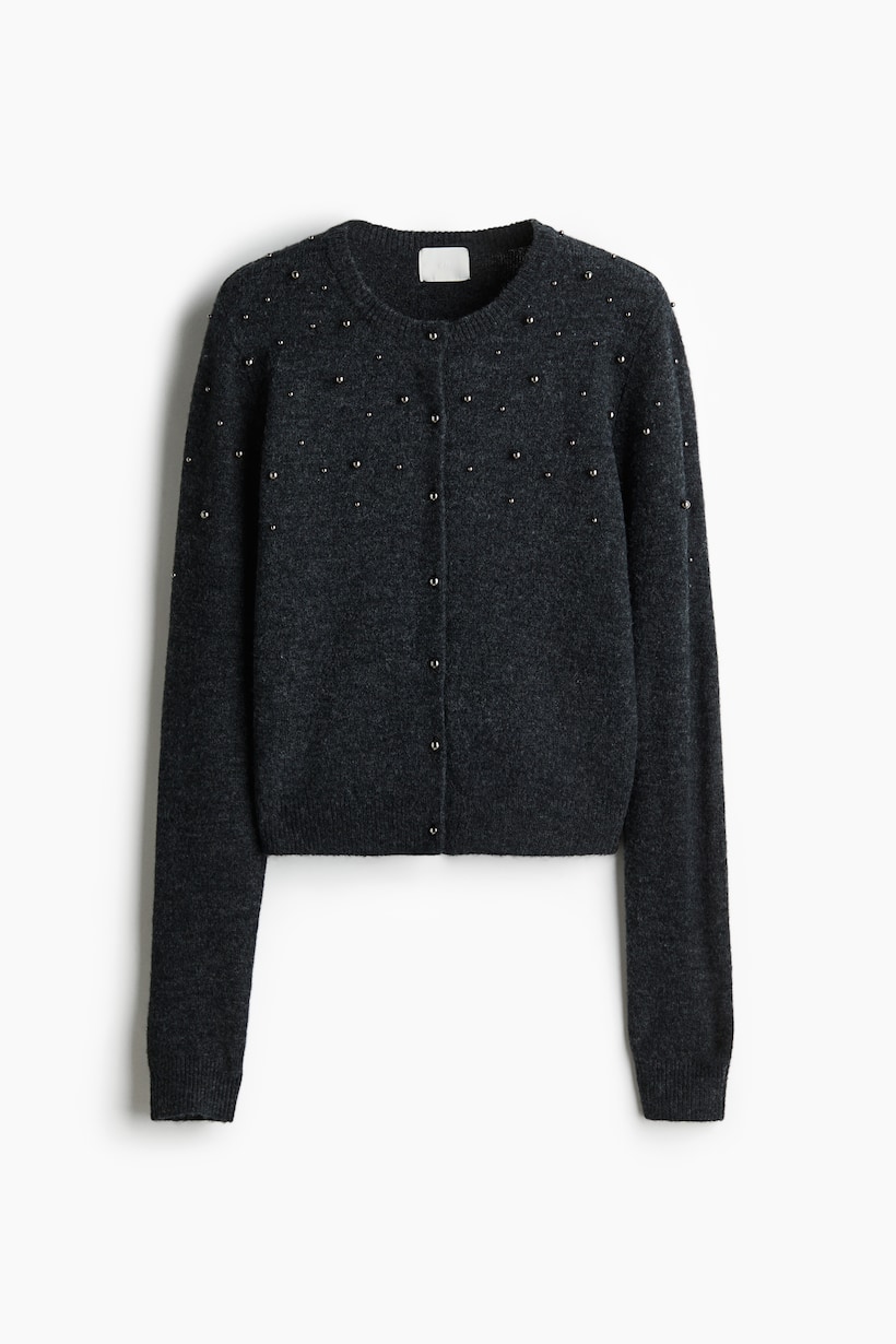 Women's Dark gray melange Embellished Cardigan | H&M US