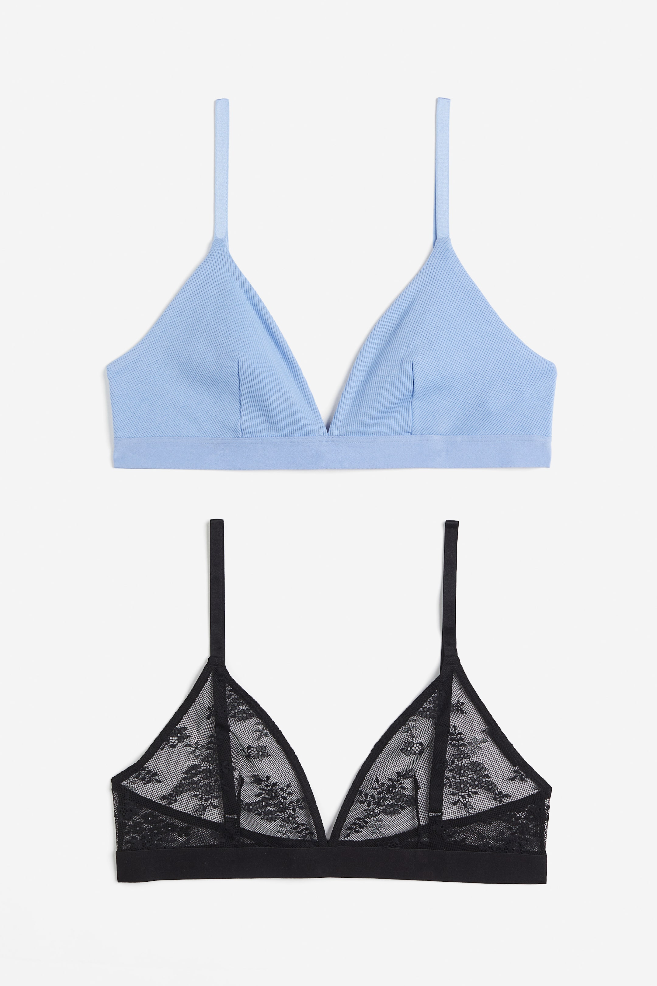 2er-Pack BH-Tops - Hellblau/Schwarz - Ladies | H&M AT