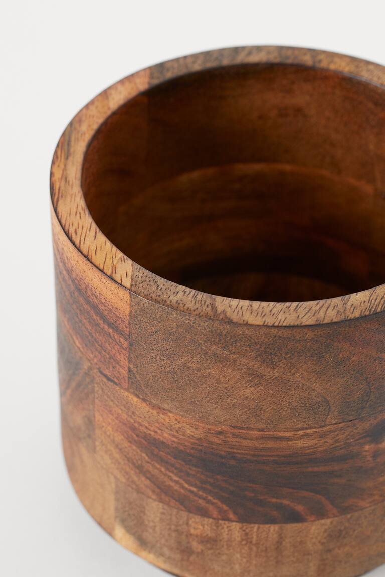 Small Wooden Plant Pot - Light brown/mango wood - Home All | H&M CA
