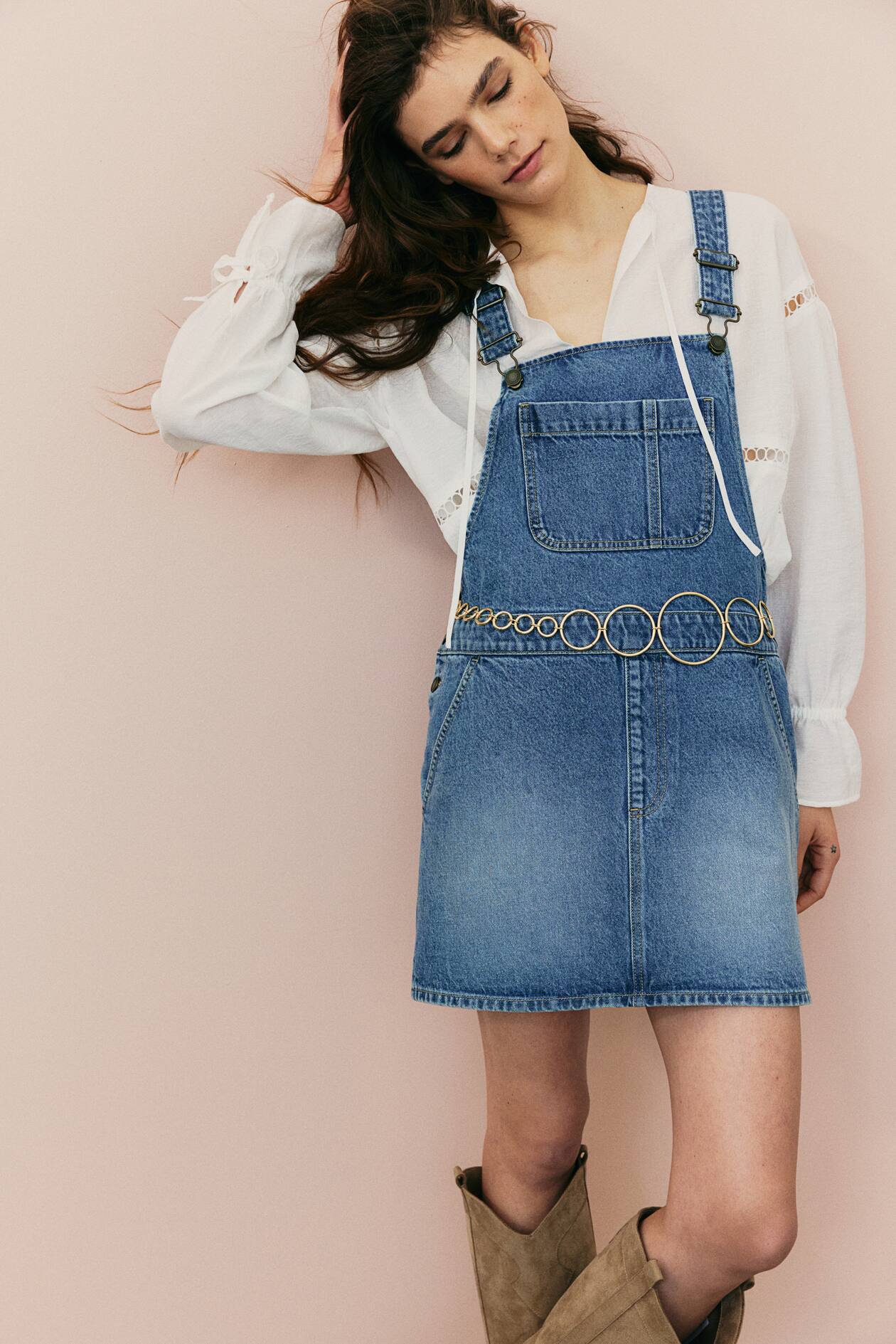 Denim Overall Dress - Light denim blue - Ladies | H&M US