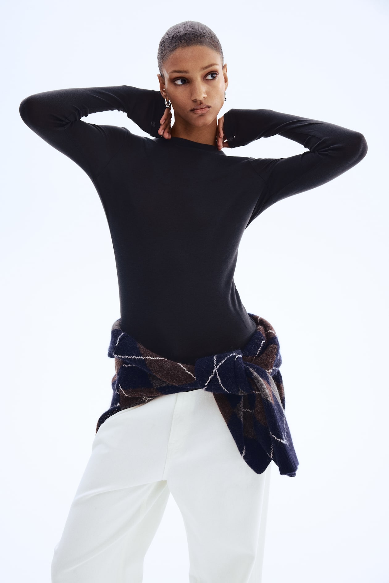 Women's Nearly black Pima cotton jersey top | H&M GB