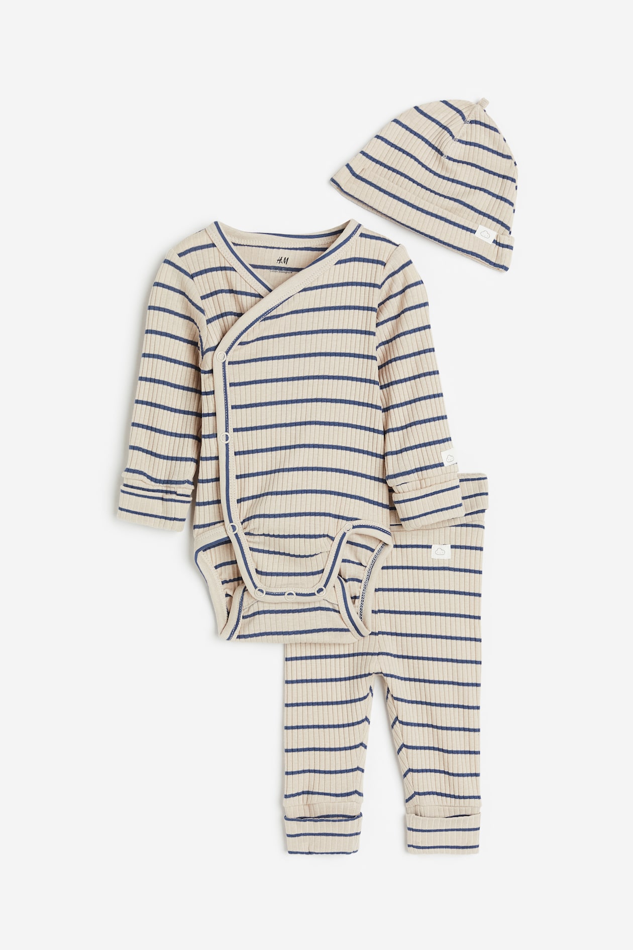 Conjunto de 3 piezas Room-to-grow - Beige/Rayas azules - Kids | H&M MX