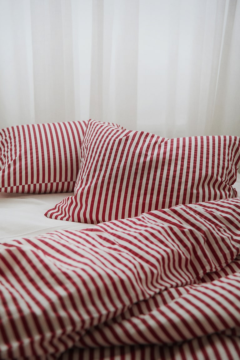 Cotton King/Queen Duvet Cover Set - Red/striped - Home All | H&M US