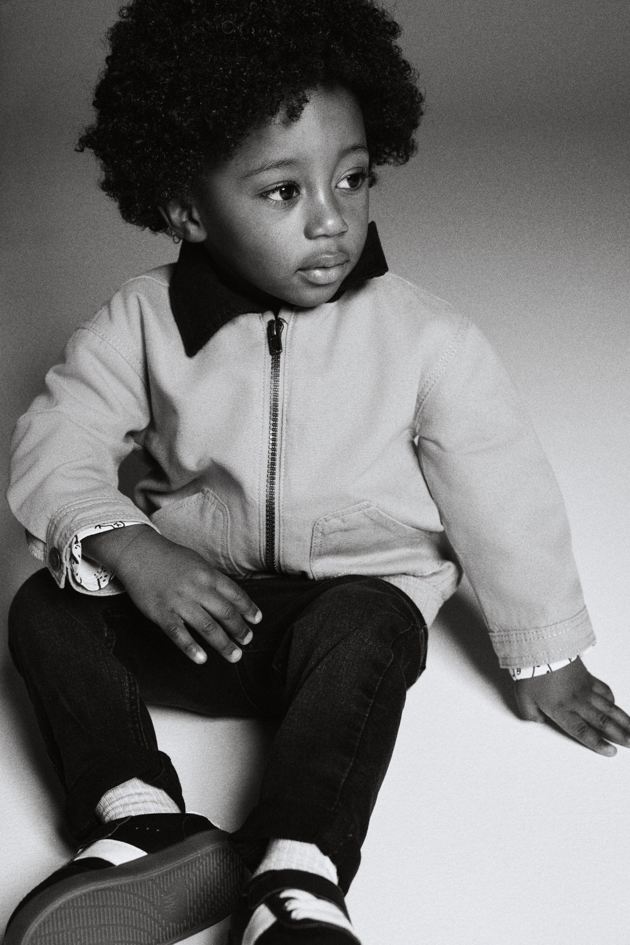 Chaqueta de lona con cuello de pana - Beige/Marrón oscuro - NIÑOS | H&M ES