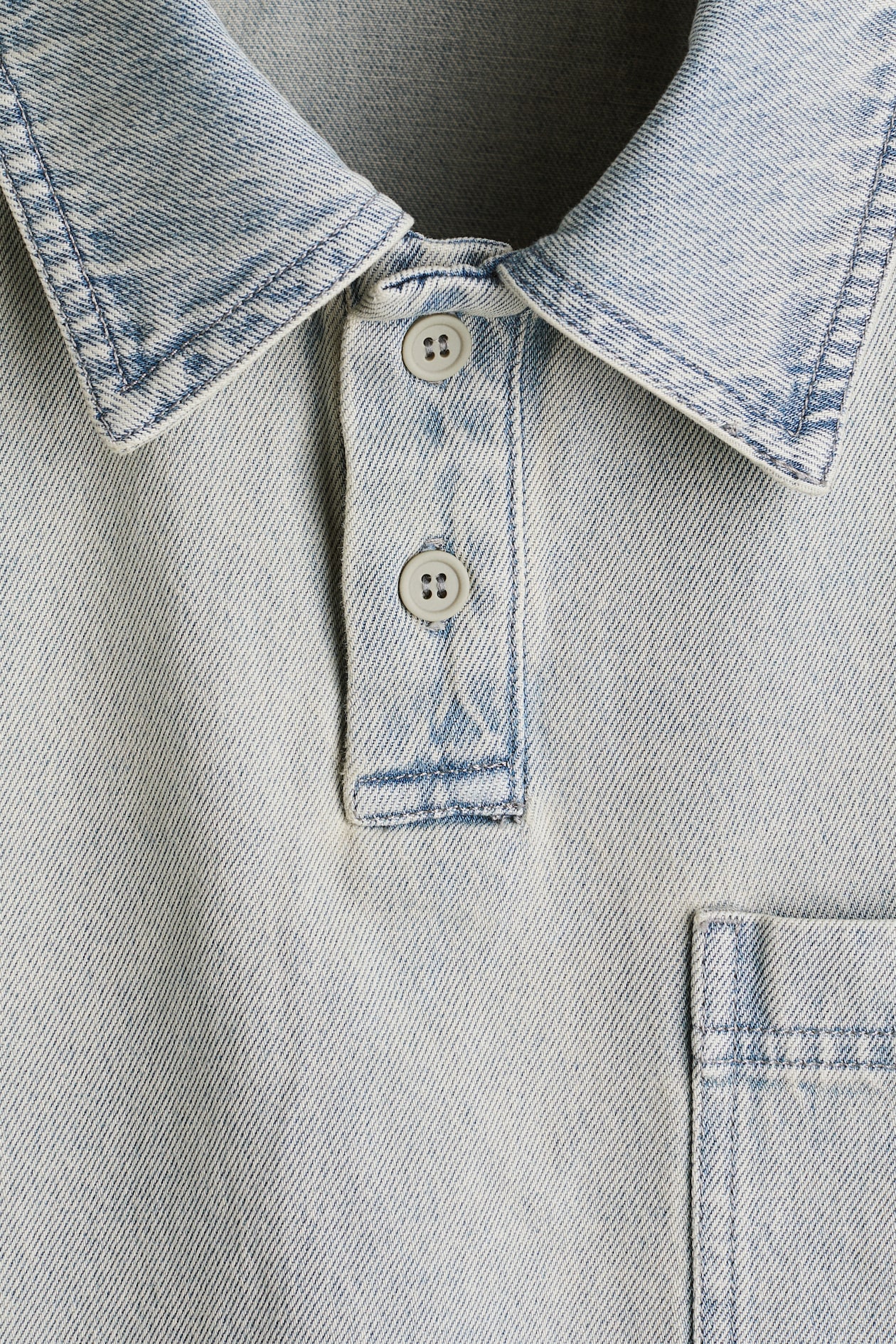 Men’s Pale green-blue Loose-Fit Denim Polo Shirt | H&M PH