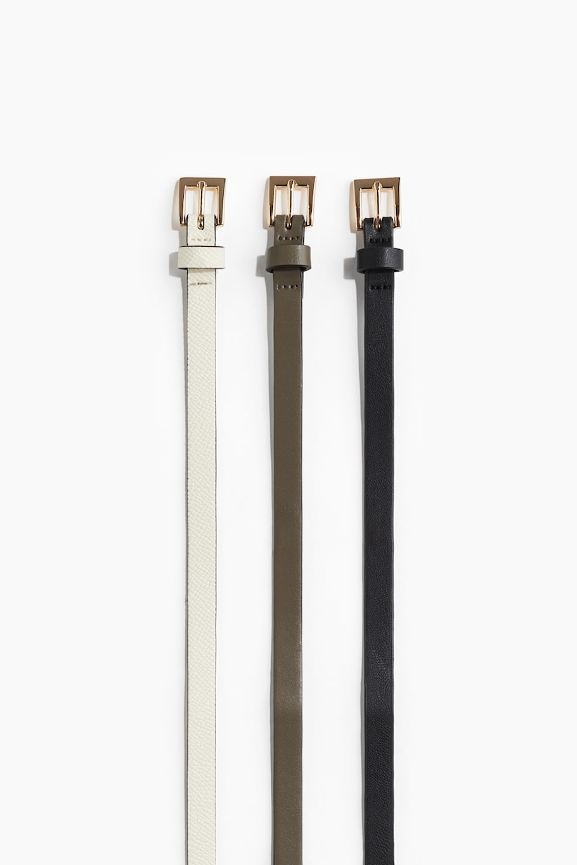 3-Pack Narrow Belts - Taupe/taupe/black - Ladies | H&M US