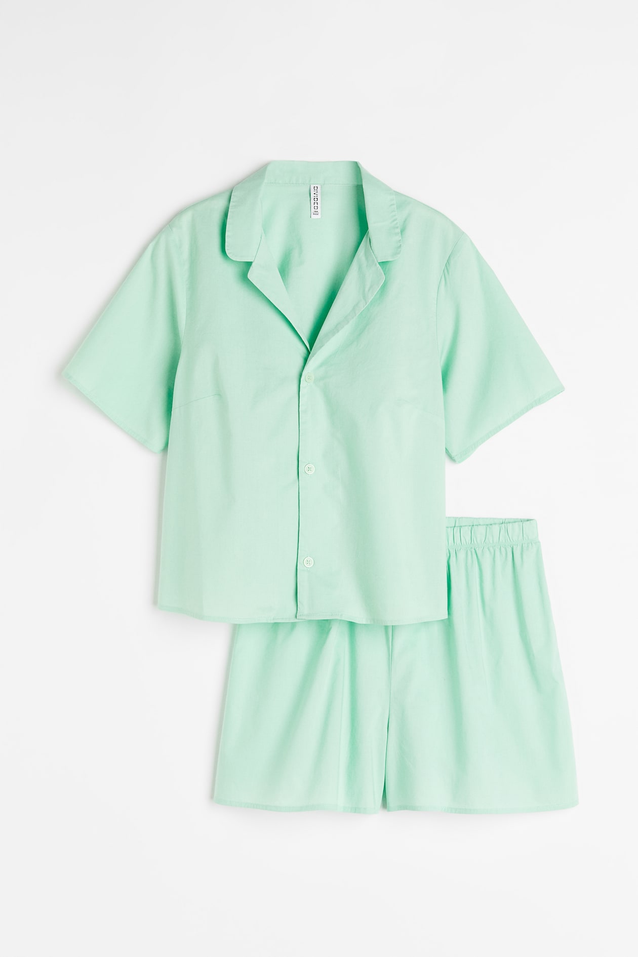Cotton pyjama top and shorts - Regular waist - Short sleeve - Mint ...