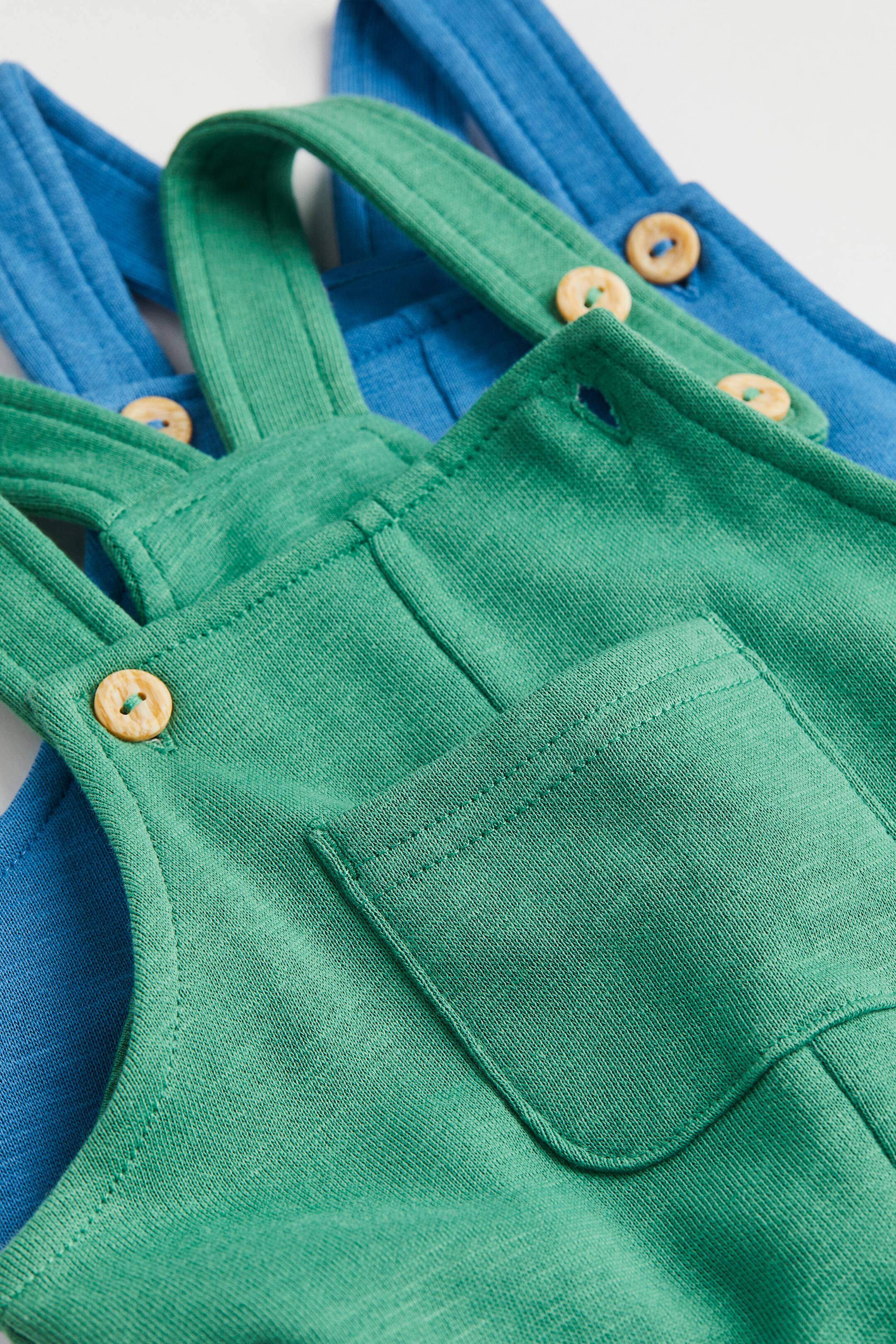 2-pack Cotton Overalls - Bright blue/green - Kids | H&M CA