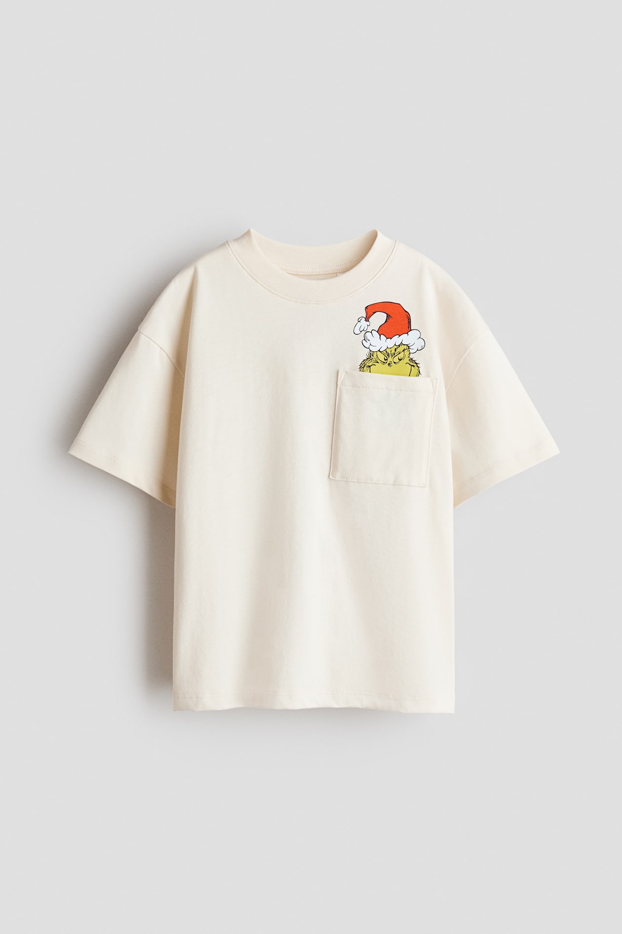 Cream/The Grinch Pocket-Detail Cotton T-Shirt for kids | H&M US