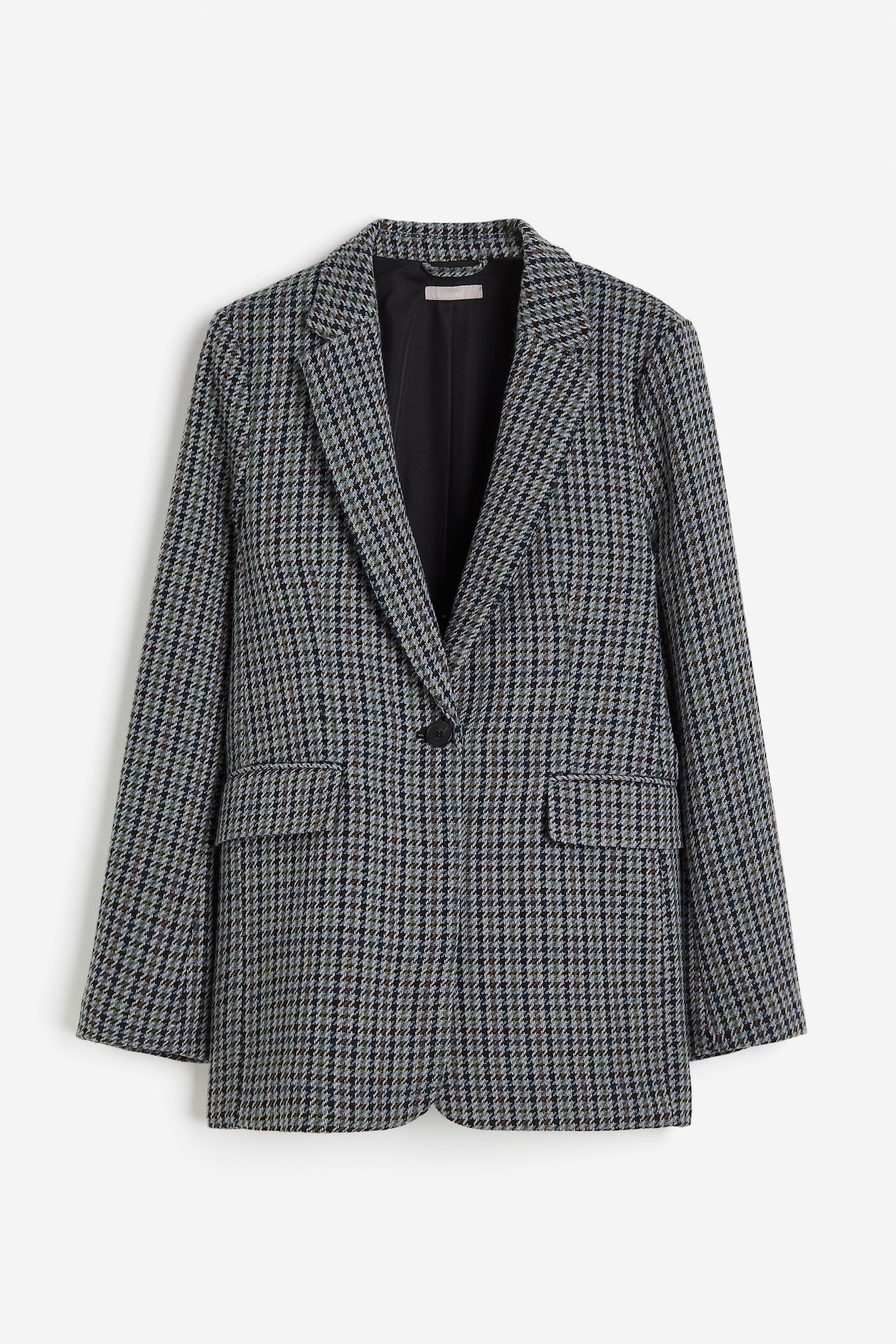 Women's Grey/Dogtooth pattern Single Breasted Blazer | H&M AU