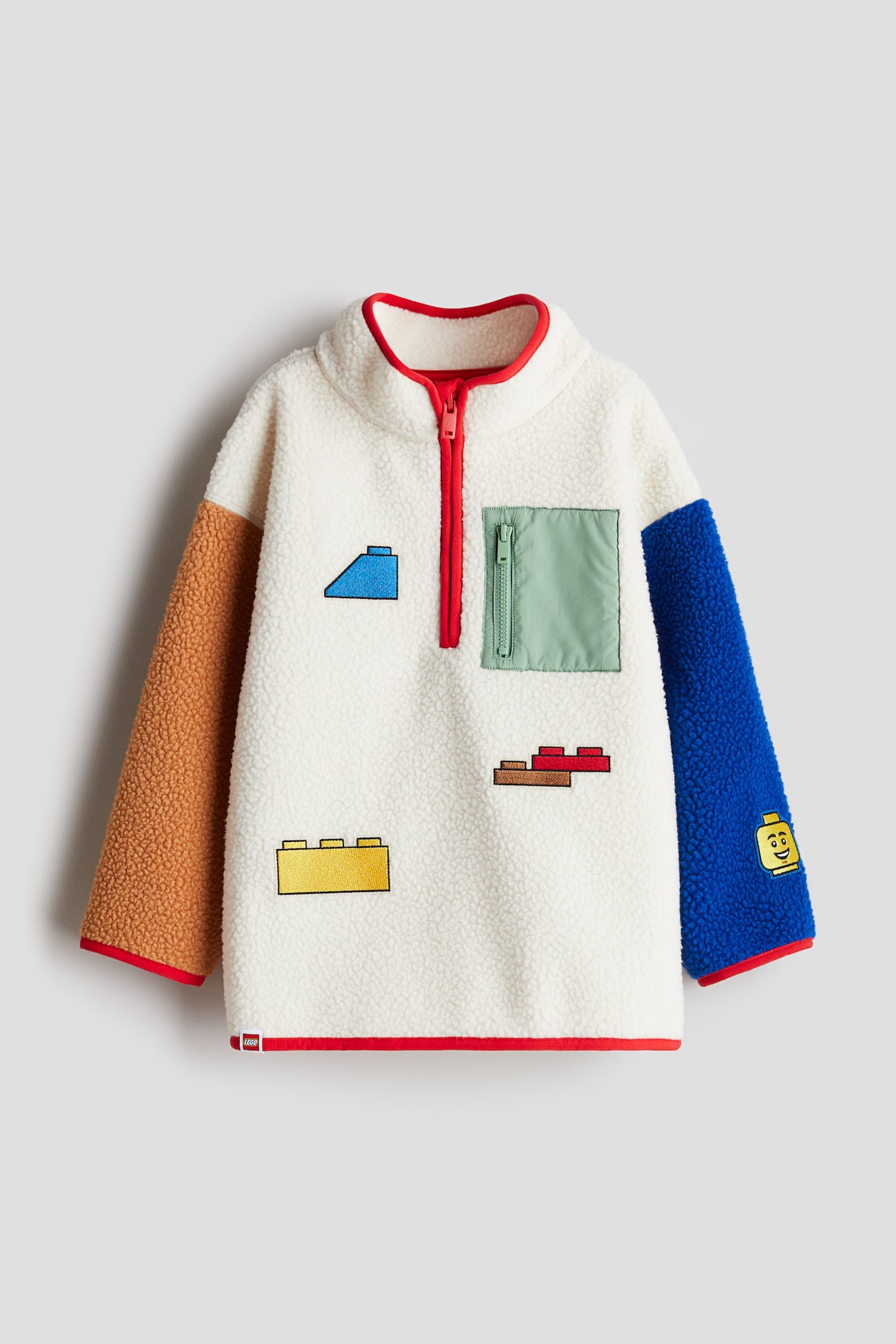 Half-Zip Teddy Fleece Shirt - White/LEGO - Kids | H&M US