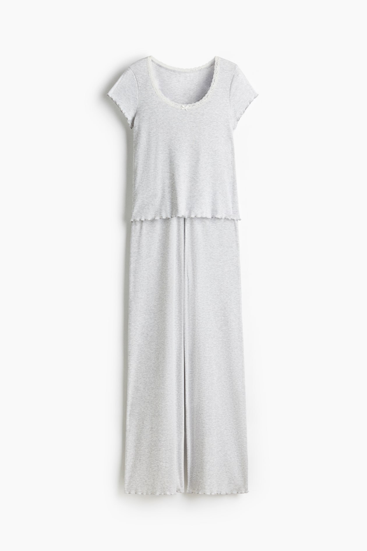 Ribbed pyjamas - Light grey marl - Ladies | H&M GB