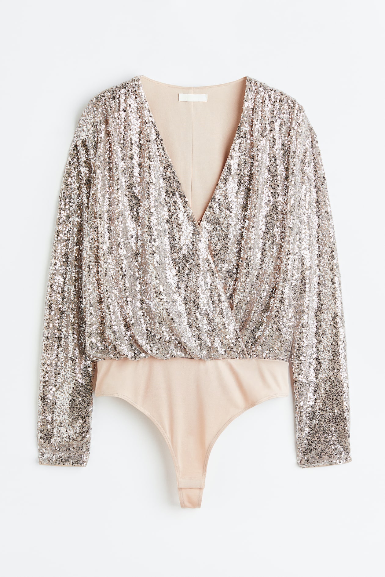 Sequined thong body - Light beige/Silver-coloured - Ladies | H&M IN