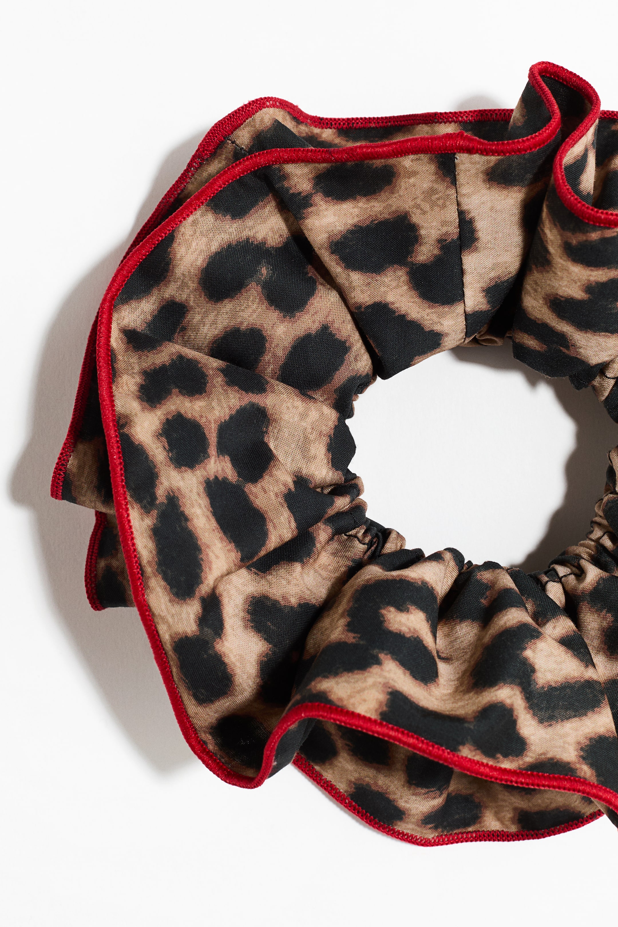 Frilled cotton scrunchie - Beige/Leopard print - Ladies | H&M SG