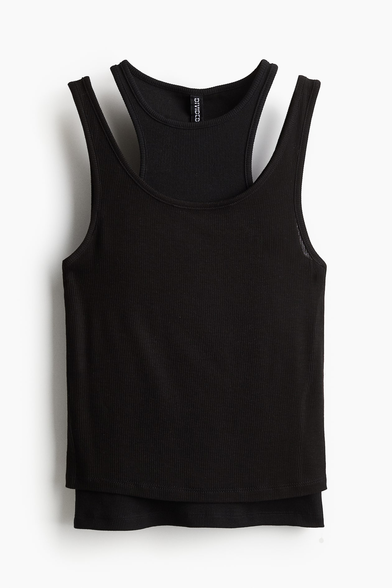 Women's Black Double-layered Ribbed Tank Top | H&M US