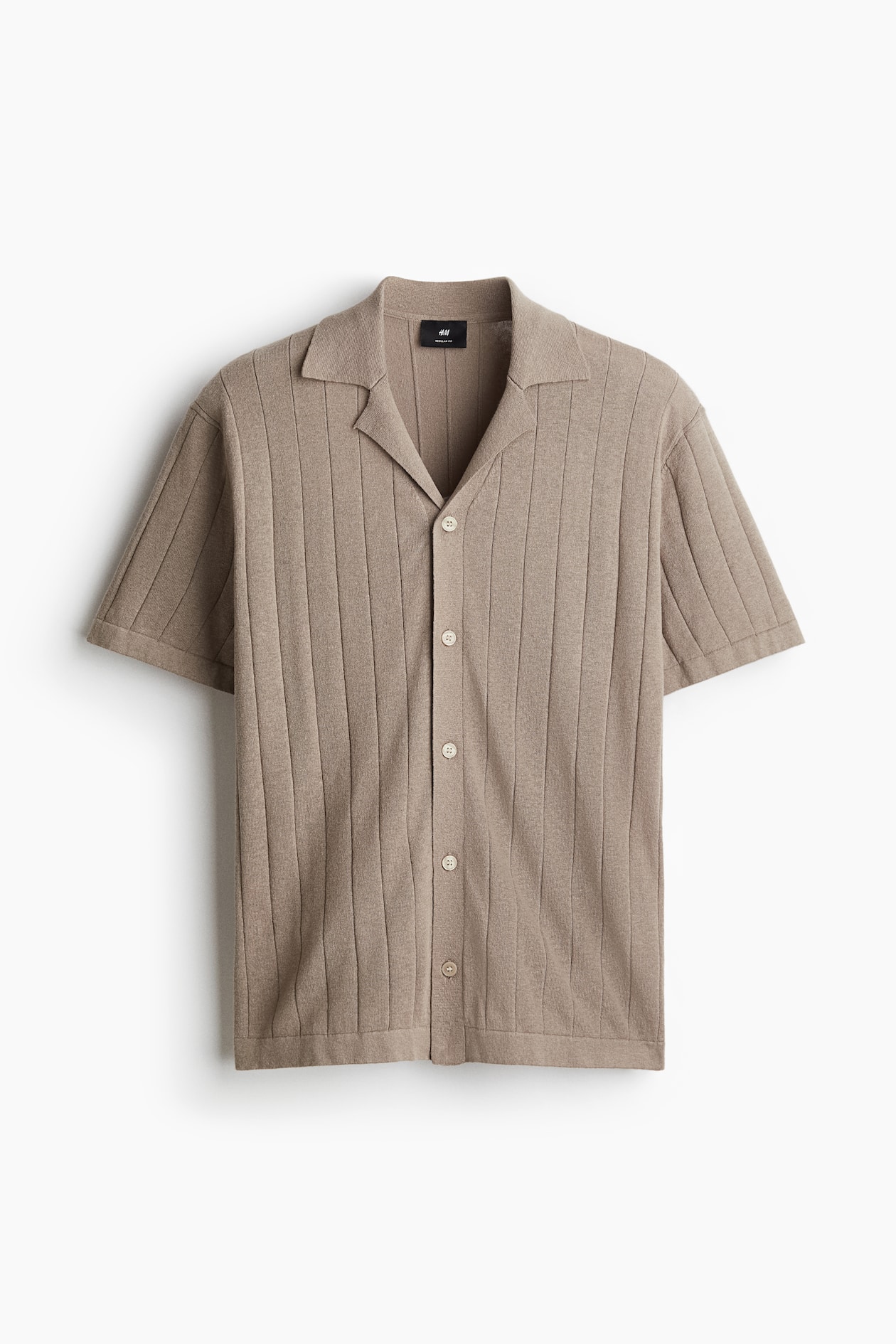 Men’s Dark beige Regular-Fit Linen-Blend Resort Shirt | H&M CA
