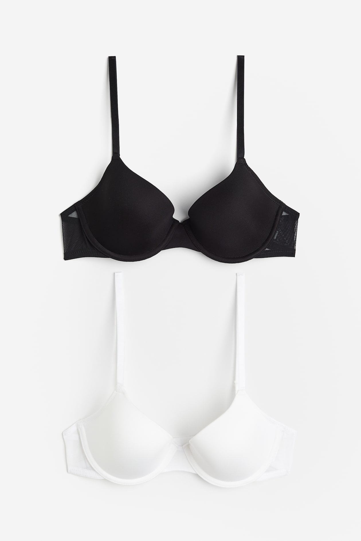 Women's Black/white 2-Pack Padded Underwire Bras | H&M US