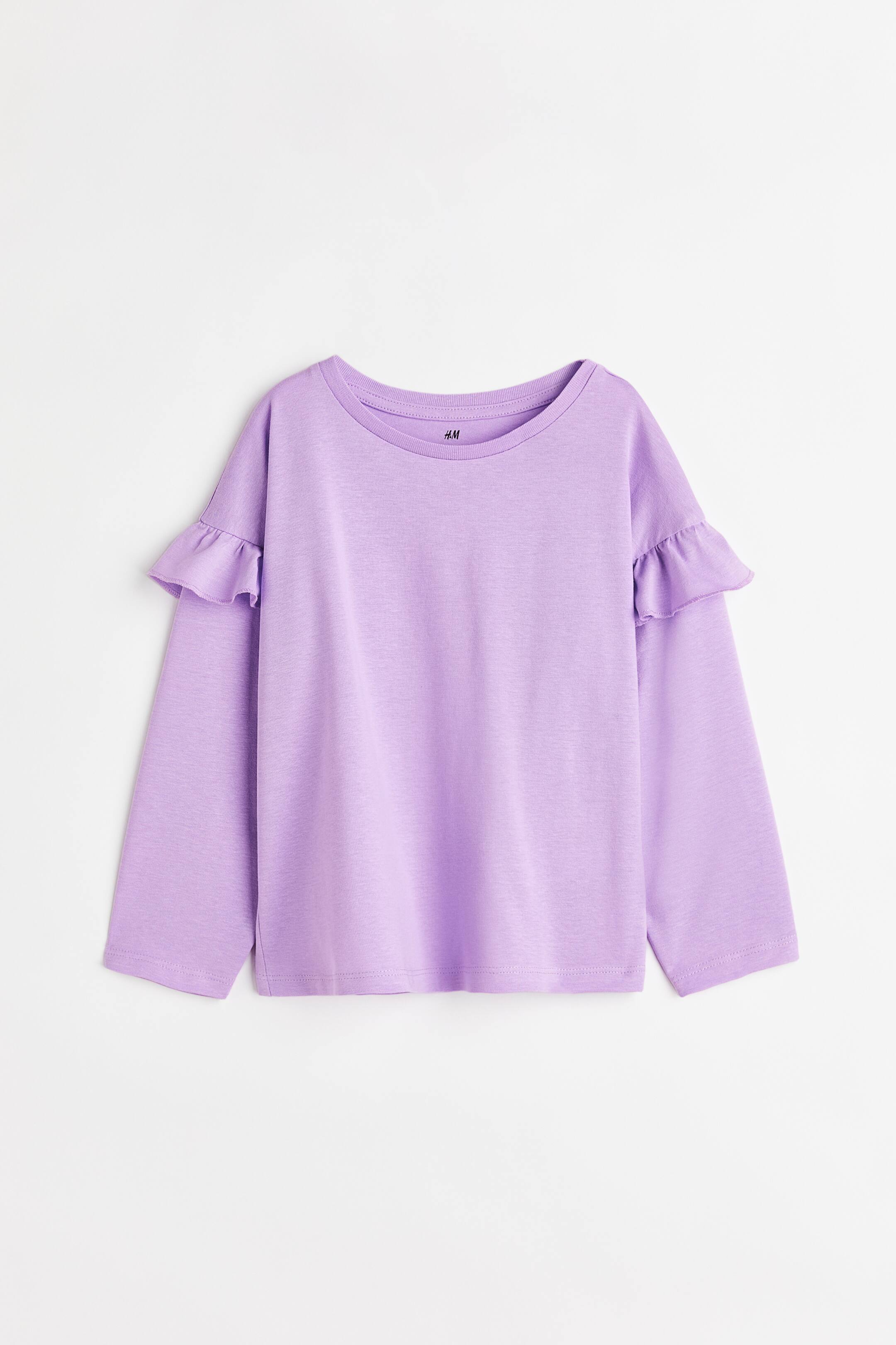 Long-sleeved Cotton Top - Light purple - Kids | H&M CA