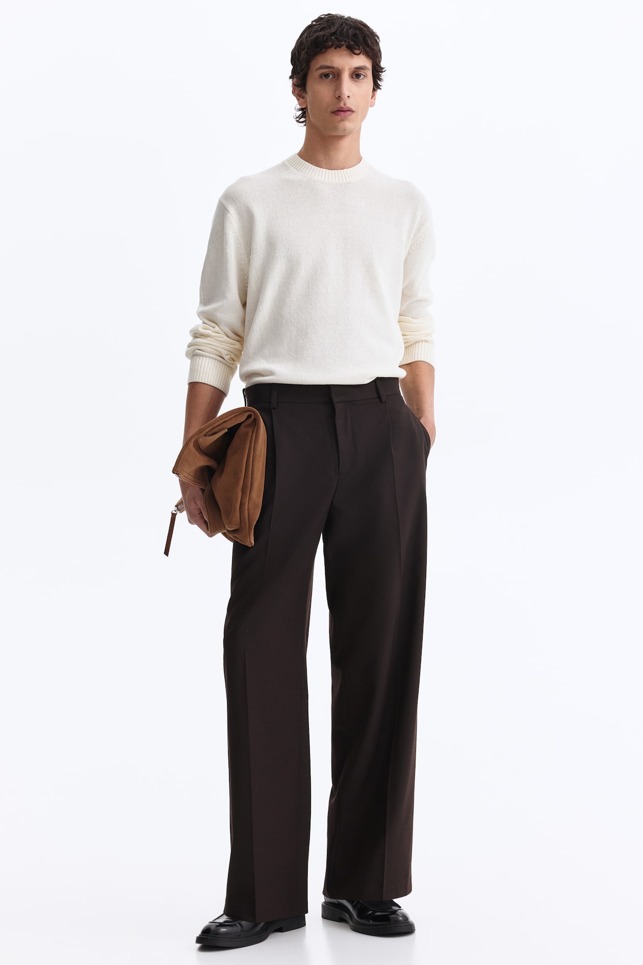 Men’s Dark brown Loose Fit Tailored trousers | H&M SG