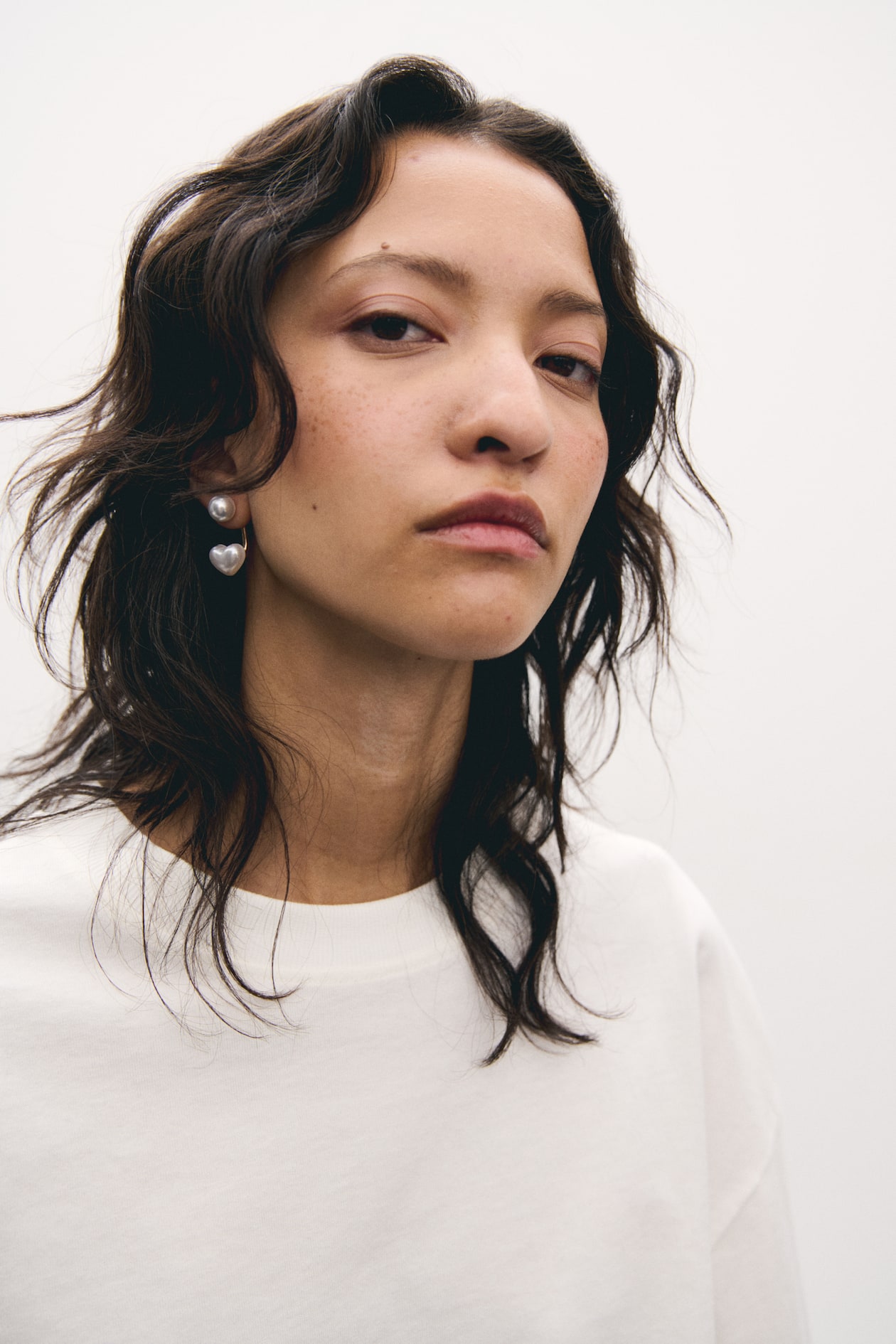 Women's White Heart Shaped Front & Back Earrings | H&M AU
