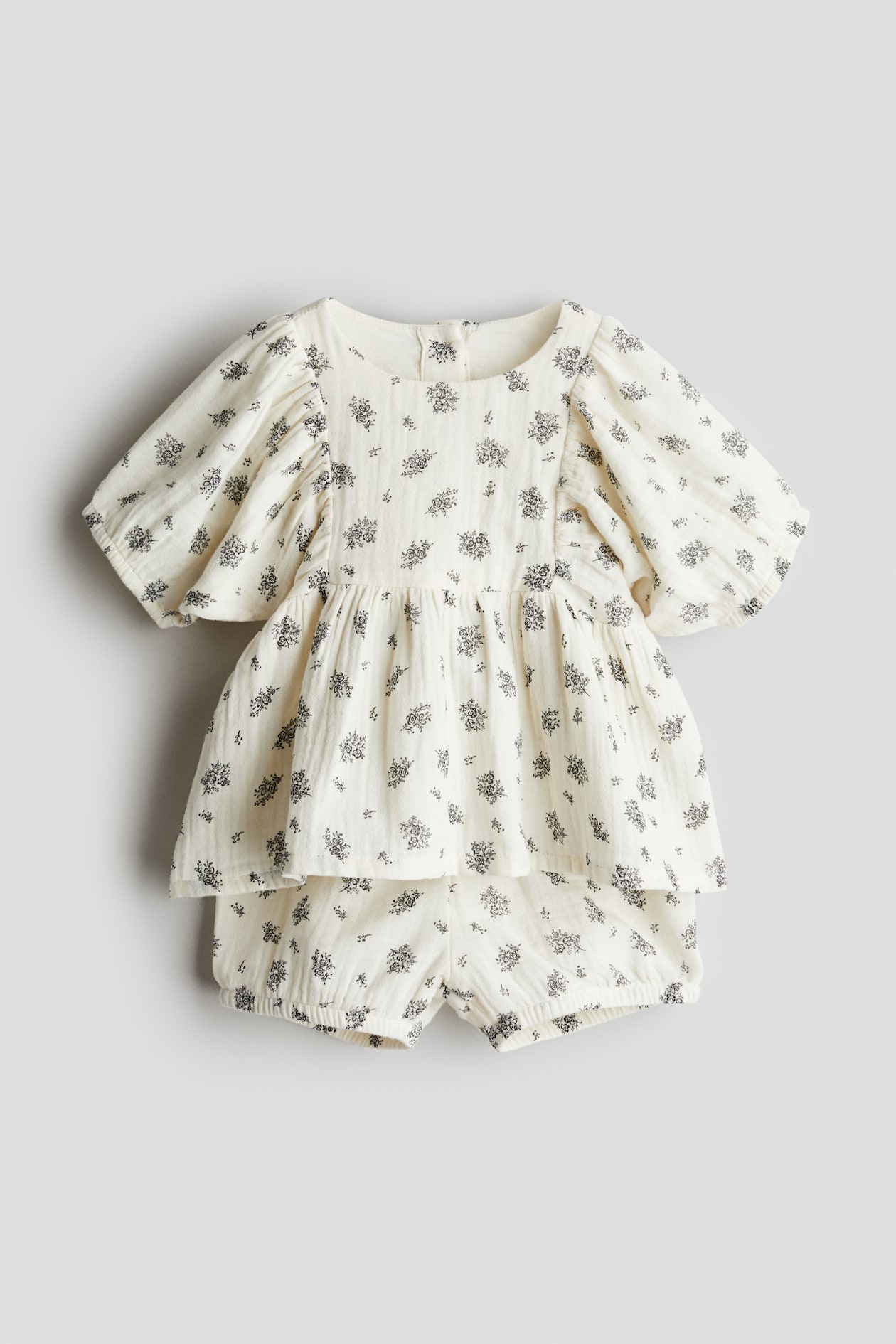2-piece patterned muslin set - White/Floral - Kids | H&M GB