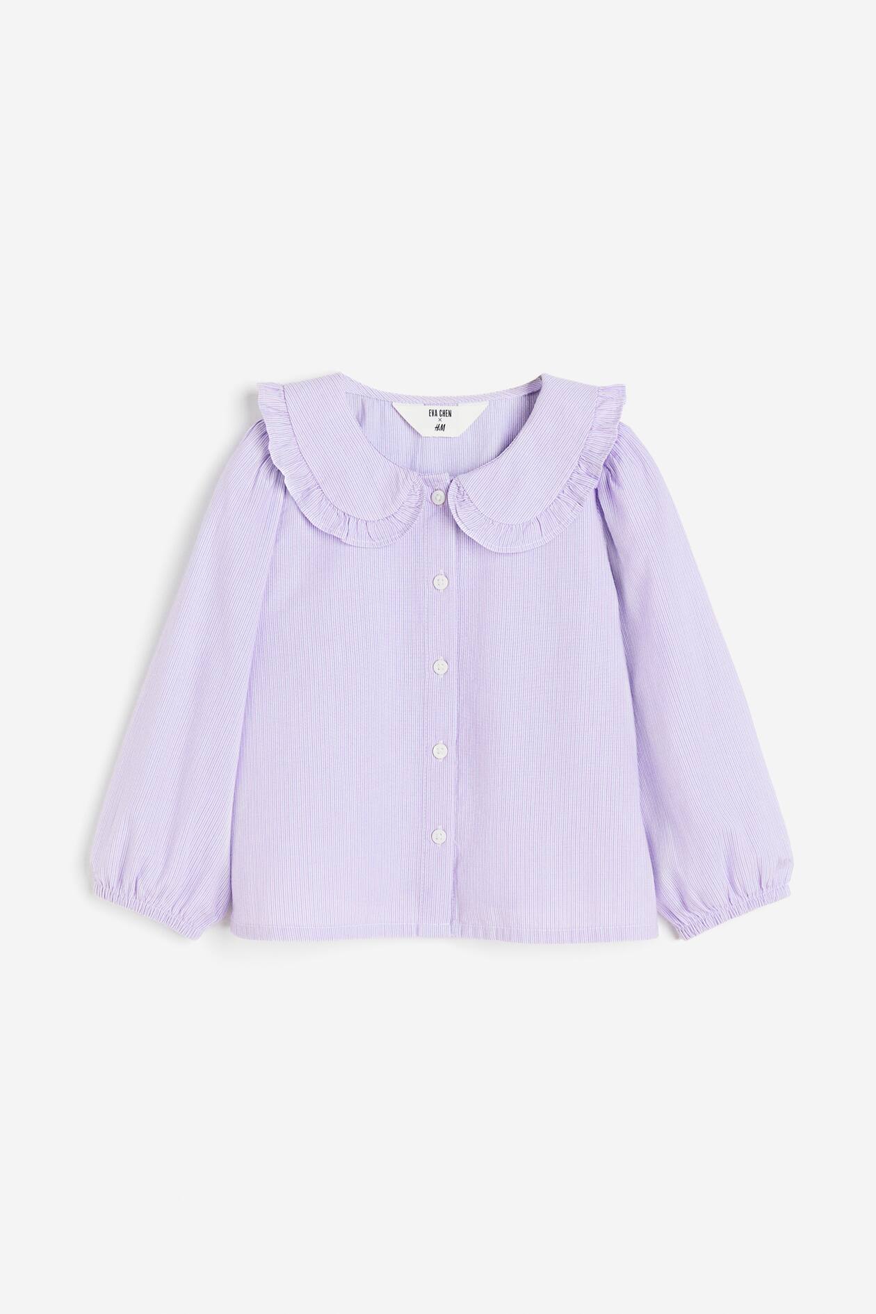 Blouse en coton avec col - Lavande/rayé - ENFANT | H&M CA