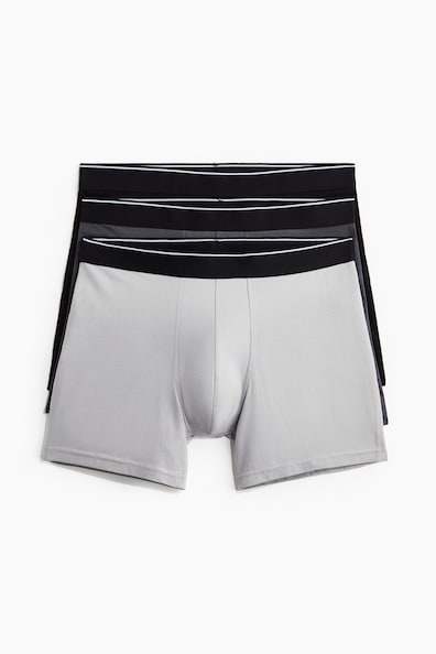 3-pack Mid-Length Boxer Briefs with Lycra® - Light gray/dark gray/black ...