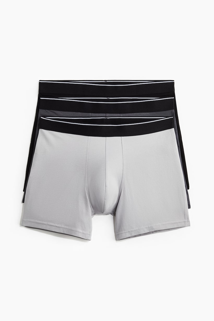 Men’s Light gray/dark gray/black 3-pack Mid-Length Boxer Briefs with ...