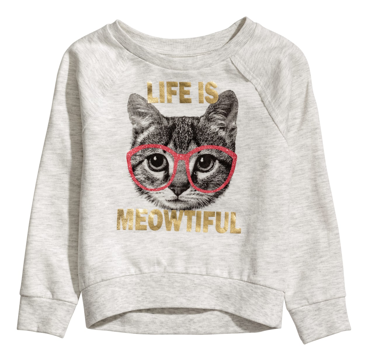 Sweatshirt with a motif - Light grey marl/Cat - Kids | H&M GB