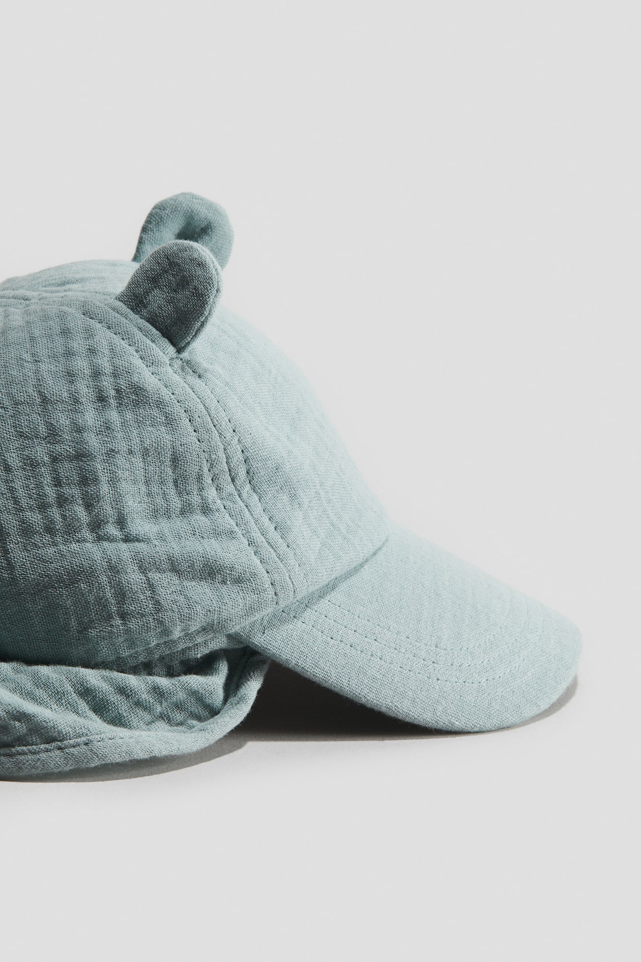 Turquoise Ear-detail Muslin Cap for kids | H&M CA