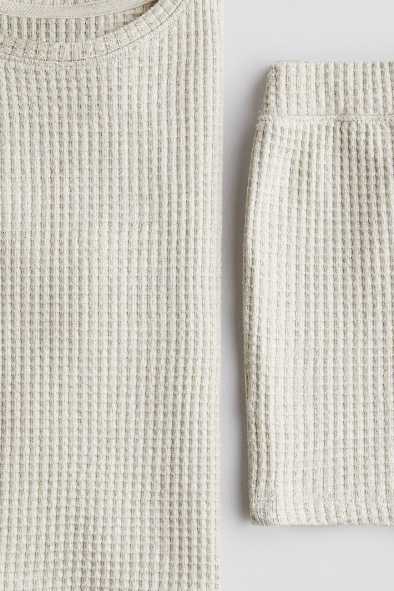 Light beige 2-Piece Waffled Jersey Set for kids | H&M US