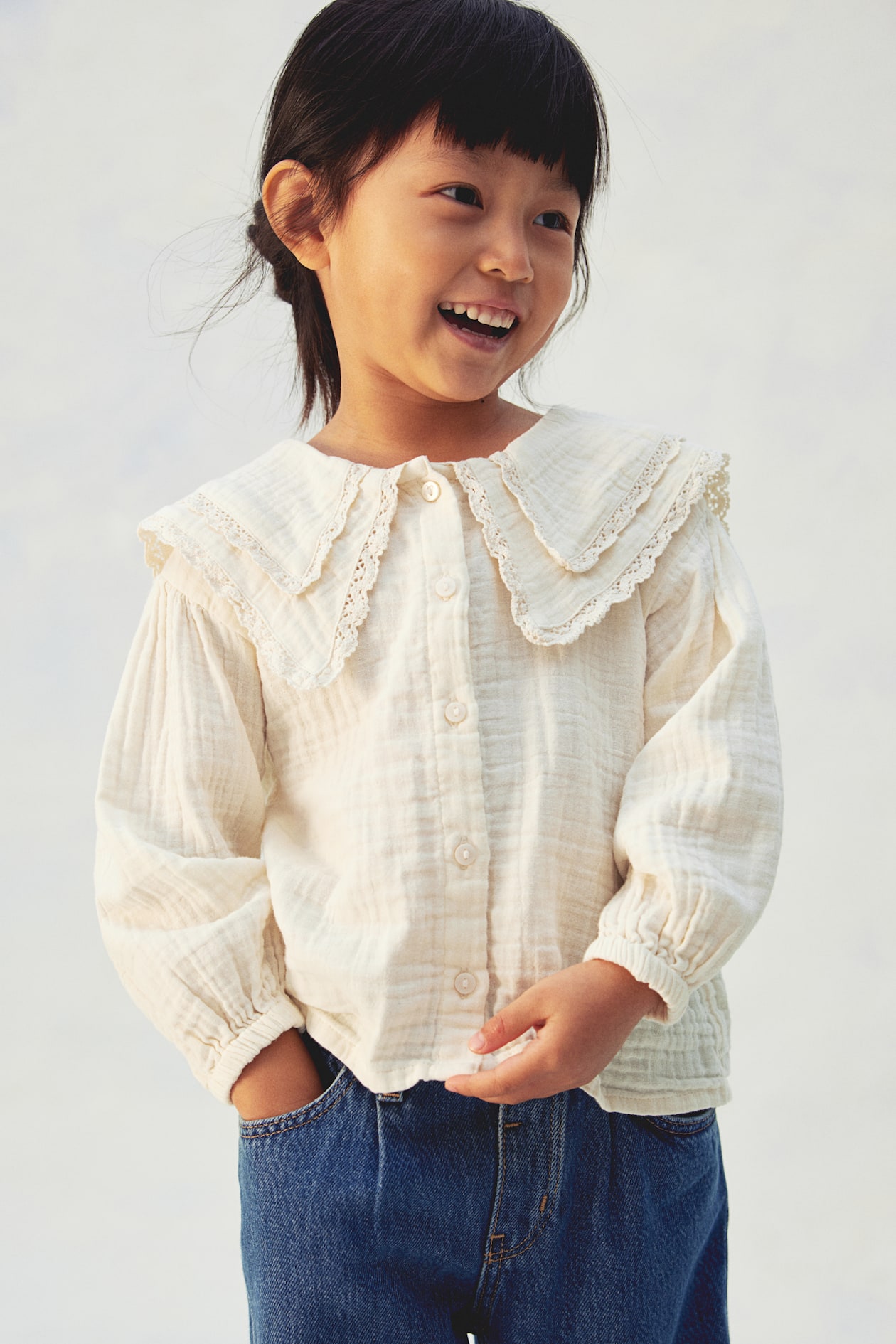 Muslin Blouse - Light beige - Kids | H&M US