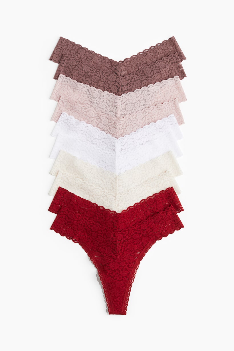 레이스 Thong 팬티 10피스 세트 - 다크 레드/크림색/화이트 - 여성 | H&M KR