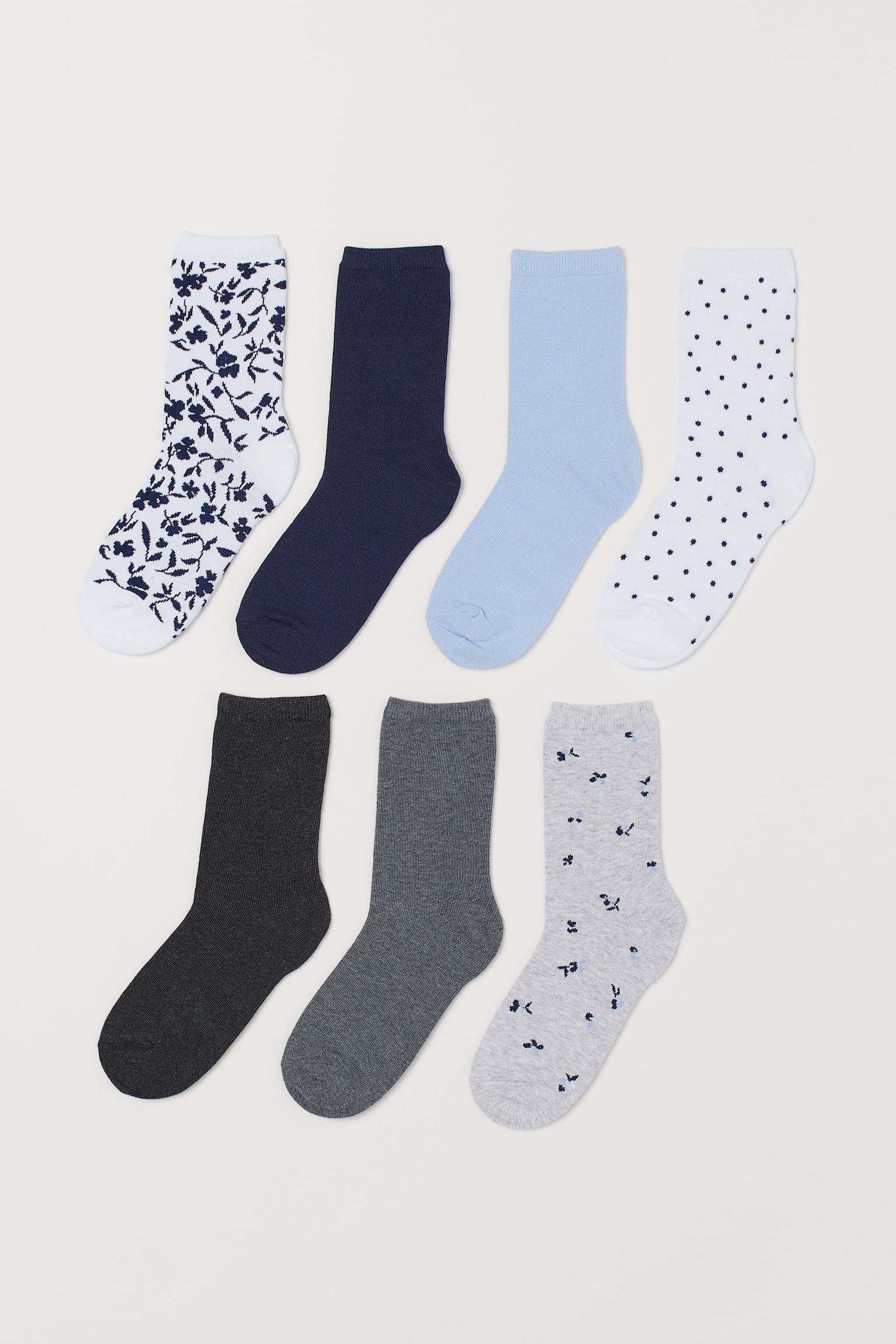 7-pack Socks - Dark blue/floral - Ladies | H&M US
