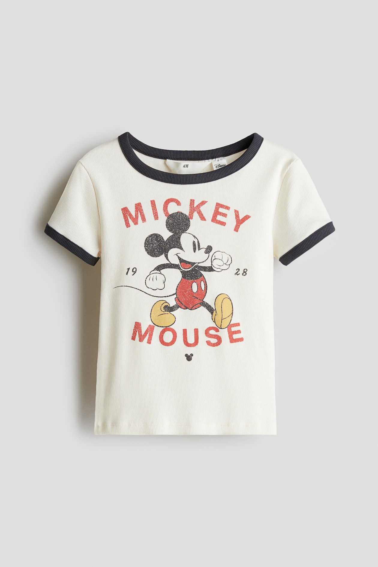 Tricot top met print - Roomwit/Mickey Mouse - KINDEREN | H&M NL