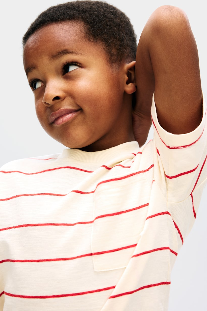 Chest-pocket T-shirt - Light yellow/striped - Kids | H&M US