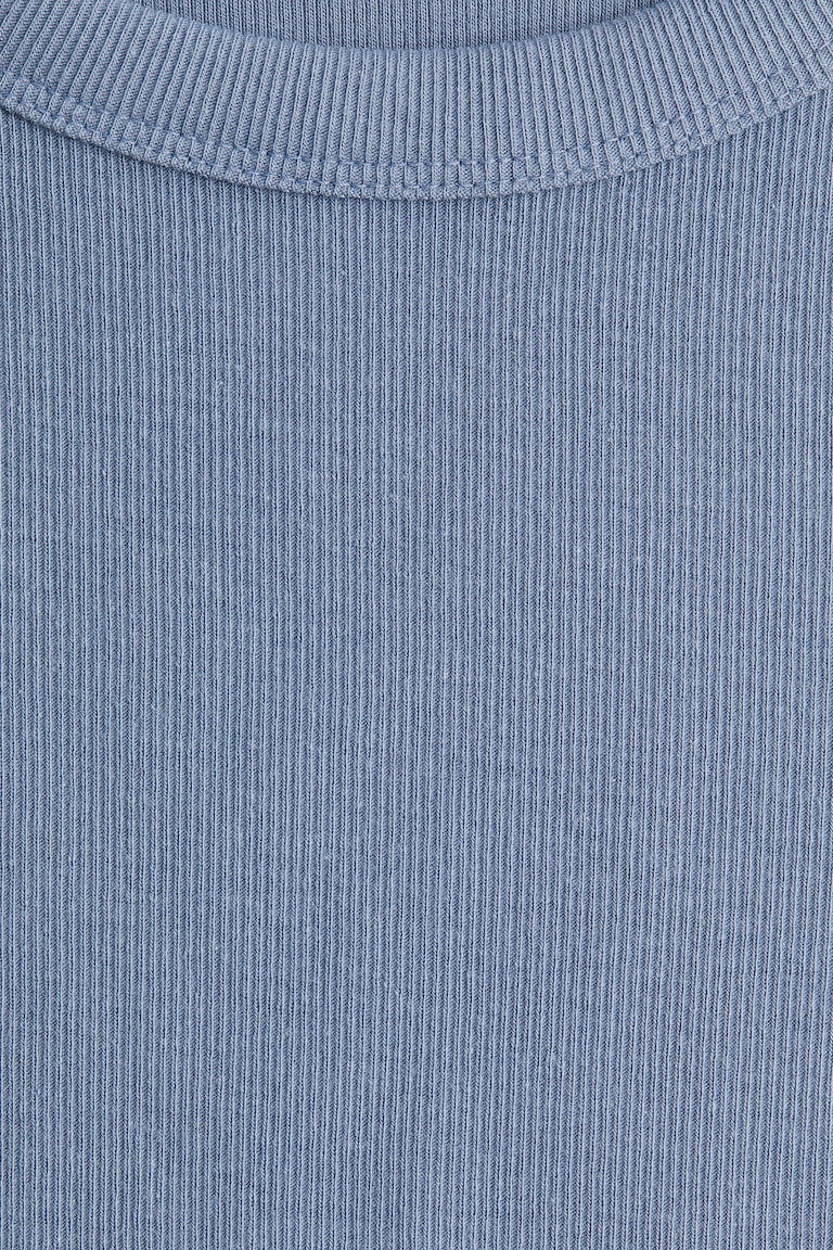 Ribbed Modal-blend T-shirt - Dusty blue - Ladies | H&M US