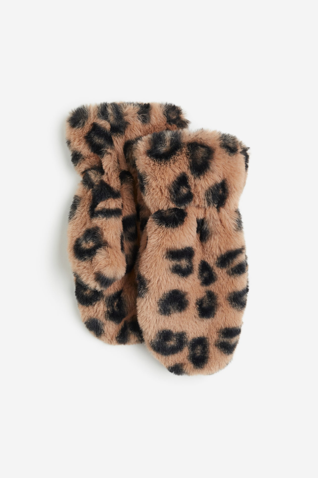 Fluffy mittens - Beige/Leopard print - Kids | H&M GB