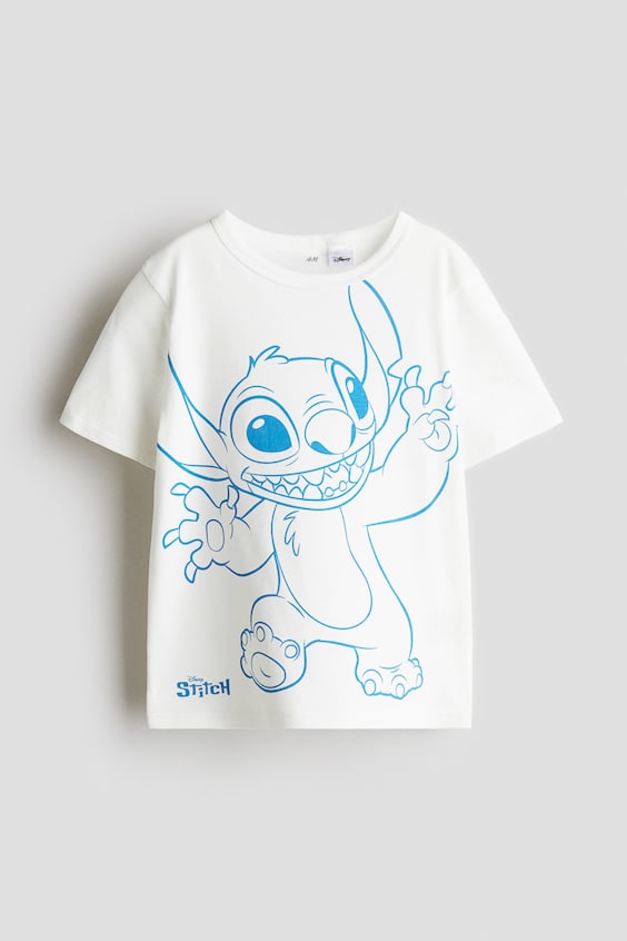Printed Cotton T-shirt - White/Lilo & Stitch - Kids | H&M US