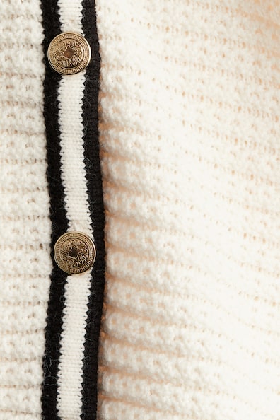 Textured-Knit Low-Cut Cardigan - Cream - Ladies | H&M US