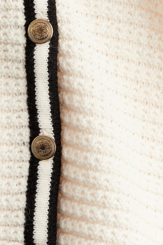 Textured-Knit Low-Cut Cardigan - Cream - Ladies | H&M US