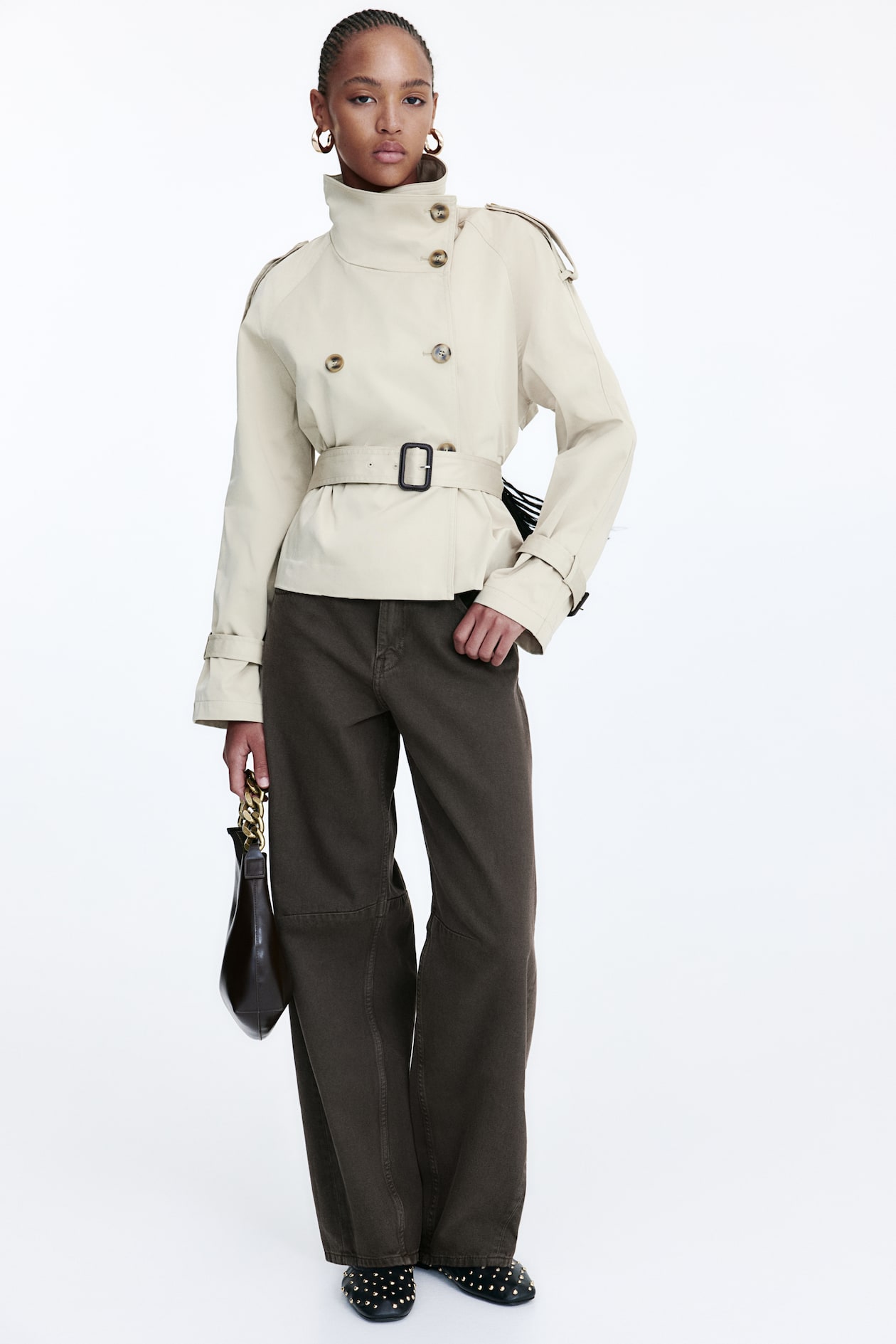 Short Twill Trench Coat - Beige - Ladies | H&M US