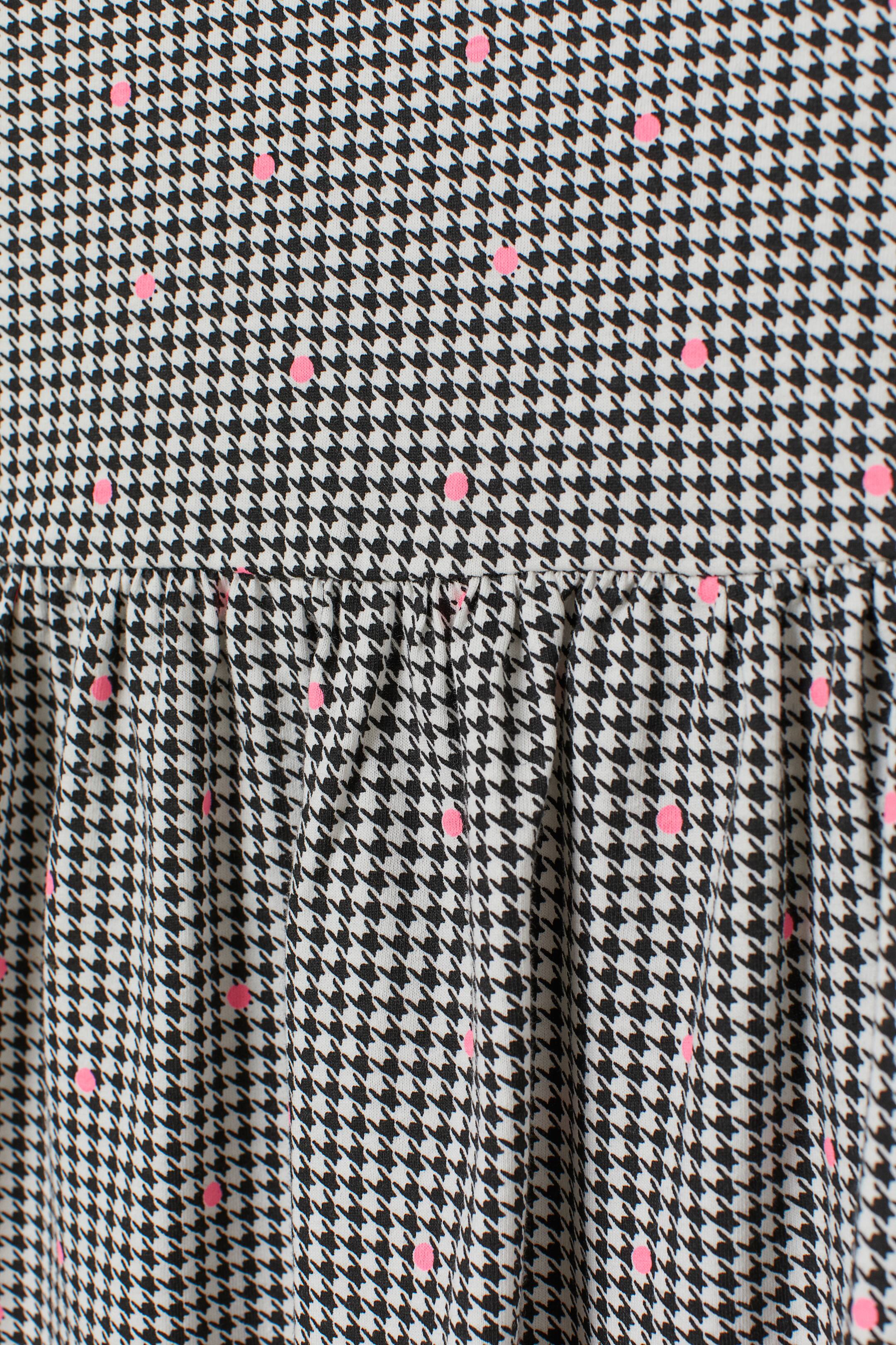 Cotton jersey dress - Natural white/Dogtooth pattern - Kids | H&M HK