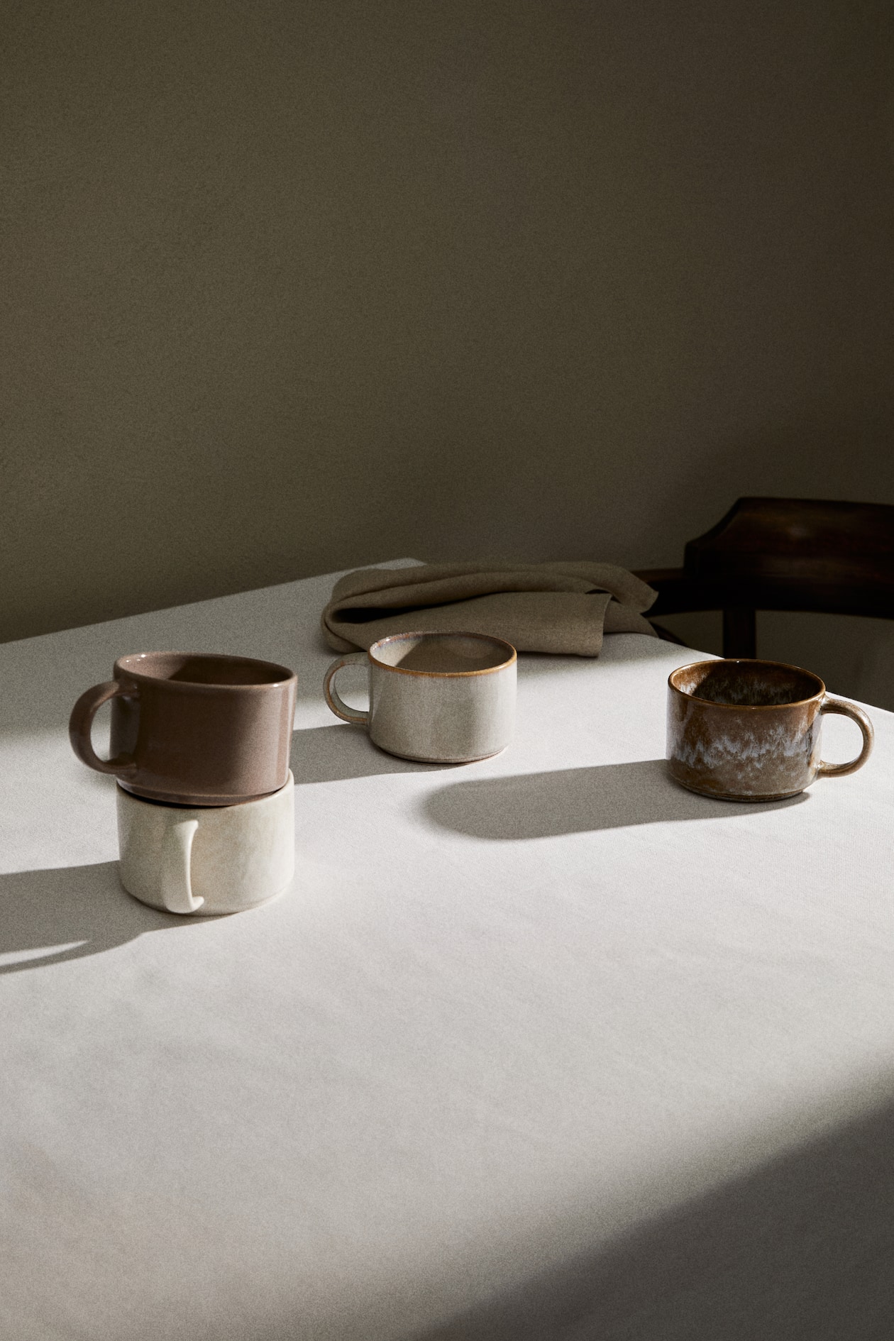 Set van 4 keramieken mokken - Beige - HOME | H&M BE